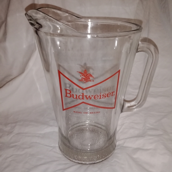 Budweiser | Dining | Vintage Glass Budweiser Beer Pitcher King Of Beers ...